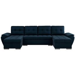 Wohnlandschaft mit Schlaffunktion Umbria blau Ma&szlig;e (cm): B: 336 H: 85 Sofas > Sofas nach Material > Stoffsofas &raquo; Sofa DE