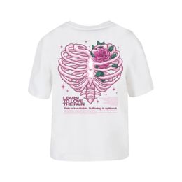 MISS TEE Damen T-Shirt "Miss Tee Damen Heart Cage Rose Tee"wei&szlig;, Gr. XS, bedruckt, 100% Baumwolle, Shirts