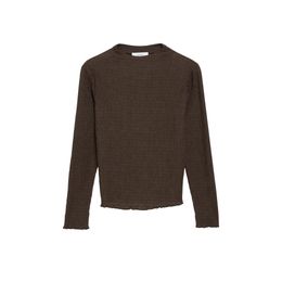 comma, COMMA Damen Langarmshirt, braun, Gr. 46, Strukturmuster, Single Jersey, Obermaterial: 64% Baumwolle, 35% Polyester, 1% Elasthan, Shirts, mit