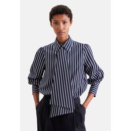 Seidensticker Damen Klassische Bluse, blau, Gr. 50, gestreift, 92% Viskose, 8% Polyester, Blusen, 1/1 Kragen Gestreift