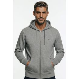 Gant Herren Kapuzensweatjacke "REG SHIELD FULL ZIP HOODIE", grau, Gr. L, Sweatware, Obermaterial: 87% Baumwolle, 13% Polyester, Sweatjacken, mit