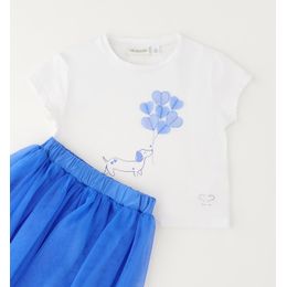sarabanda M&auml;dchen Shorts "BABY GIRL SUMMER SET", blau, Gr. 128, 95% Baumwolle, 5% Elasthan - 100% Polyamid, Hosen