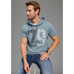 Kangaroos Herren Kapuzenshirt, blau, Gr. M, Interlock, Obermaterial: 100% Baumwolle, Shirts, mit Kapuze und angesetztem B&uuml;ndchen, Halbarm-Design