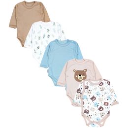TUPTAM Jungen Langarmwickelbody "Wickelbody Baby Langarm Wickelbody im 5er Set", Gr. 68, beige, Obermaterial: 100% Baumwolle CO., Bodys