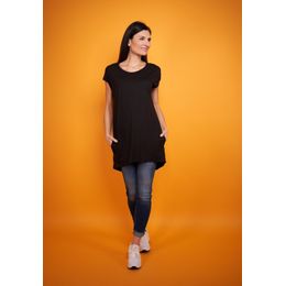 Seidel Moden Damen Longshirt, schwarz, Gr. 36, unifarben, Jersey, Obermaterial: 95% Viskose, 5% Elasthan, Shirts, MADE IN GERMANY