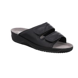 Rohde Damen Pantolette "Soltau-40", Gr. 41, schwarz, Lederimitat, Basic, Schuhe, Hausschuh, Komfortschuh, Klettschuh mit Keilabsatz