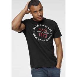 H.I.S. H.I.S Herren Rundhalsshirt, schwarz, Gr. XXXL, bedruckt, Single Jersey, Obermaterial: 100% Baumwolle, Shirts, Kurzarm, schmale Passform, mit Print,
