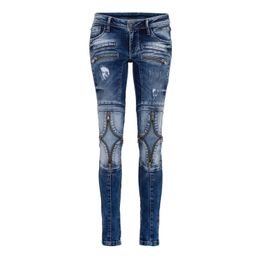 Cipo & Baxx CIPO & BAXX Damen 5-Pocket-Jeans "Cipo & Baxx Jeans", blau, Gr. 30, uni, Obermaterial: 98% Baumwolle CO. 2% Elasthan EL., Jeans, mit vielen