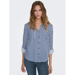 Only Damen Hemdbluse "OnlyASMIN SHIRT L/S WVN NOOS", blau, Gr. XS, gestreift, Web, Obermaterial: 100% Viskose, Blusen
