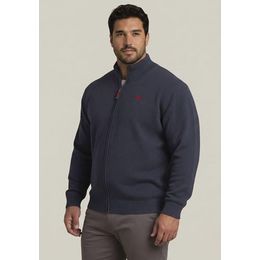 Herren Strickjacke "auch in Grosse Gr&ouml;&szlig;en bis Gr. 7XL", blau, Gr. XXXL, MAN'S WORLD PLUS, unifarben, Strick, Obermaterial: 50% Baumwolle, 50%