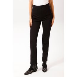 Aniston CASUAL Damen Schlupfhose, schwarz, Gr. 42, unifarben, Milano Rib, Obermaterial: 67% Viskose, 28% Polyamid, 5% Elasthan, Hosen, mit
