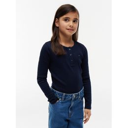 Tommy Hilfiger M&auml;dchen Langarmshirt, blau, Gr. 6, unifarben, Single Jersey, Obermaterial: 94% Baumwolle, 6% Elasthan, Shirts, Kinder bis 16 Jahre