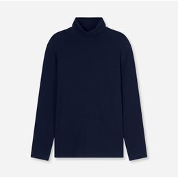 OLYMP Herren Rollkragenpullover "Casual", blau, Gr. M, unifarben, Jersey, Obermaterial: 70% Baumwolle, 30% Wolle, Pullover, mit Woll-Anteil, Regular