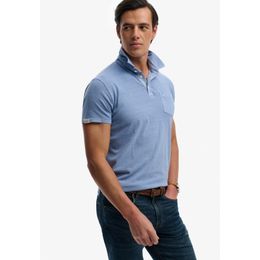 Superdry Herren Poloshirt "CLASSIC COTTON LINEN POLO"vibrant blau, Gr. M, unifarben, Single Jersey, Obermaterial: 80% Baumwolle, 20% Leinen, Shirts,