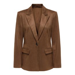 Only Damen Lederimitat-Blazer "ONLADDI L/S FAUX SUEDE BLAZER TLR", braun, Gr. 36, unifarben, Web, Obermaterial: 95% Polyester, 5% Elasthan, Blazer,