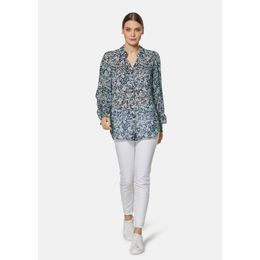 Madeleine Mode MADELEINE Damen Hemdbluse "Hemdbluse Druckbluse mit Hemdkragen, Viskose", blau, Modern, Gr. 38, Obermaterial: 100% Viskose CV., Blusen