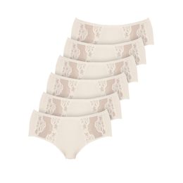 Nina von C. Damen H&uuml;ftslip "6er Pack Damen H&uuml;ftslip Slipboutique", Gr. 38, beige, Obermaterial: 93% Baumwolle CO. 7% Elasthan EL., Unterhosen