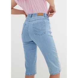 bonprix Damen Bermudas "Jeans Bermuda Slim Fit High Waist", blau, Gr. 38, unifarben, Denim/Jeans, Obermaterial: 82% Baumwolle, 17% Polyester, 1%