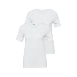 s.Oliver Damen T-Shirt, wei&szlig;, Gr. 34, unifarben, Jersey, Obermaterial: 100% Baumwolle, Shirts, aus Interlockjersey im 2er-Pack