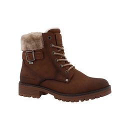 Tom Tailor Damen Winterboots, Gr. 37, braun, Nubuklederimitat, Textil, Schuhe, Workerboots, Hiking Boot mit Blockabsatz