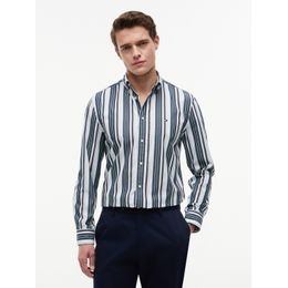 Tommy Hilfiger Herren Langarmhemd "POPLIN MULTI STPE SHIRT", blau, Gr. M, Web, Obermaterial: 100% Baumwolle, Hemden, Regular Fit