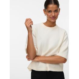 V&eacute;ro Moda VERO MODA Damen Rundhalspullover "VMBOOM 2/4 O-NK OVERSIZE PULLOVE GA NOOS", wei&szlig;, Gr. S, meliert, Strick, Obermaterial: 85% Polyester, 7% Polyacryl,