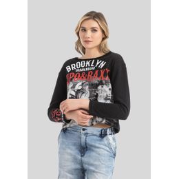 Cipo & Baxx CIPO & BAXX Damen T-Shirt "Cipo & Baxx Sweatshirts LONG SLEEVE T-SHIRT", schwarz, Gr. L, Obermaterial: 65% Baumwolle CO. 35% Polyester PES., Shirts,