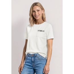 Street One Damen T-Shirt, wei&szlig;, Gr. 42, unifarben, Stoff, 48% Polyester, 48% Viskose, 4% Elasthan, Shirts, mit Rundhalsausschnitt