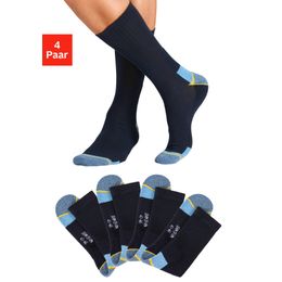 John Devin Herren Arbeitssocken "Herrensocken mit breitem geripptem Schaft", Gr. 39, blau, Baumwollmischung, Socken, Mit Hochfersen und &Uuml;berzehen