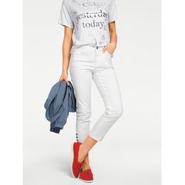 Heine Damen 7/8-Hose, wei&szlig;, Gr. 36, unifarben, 98% Baumwolle, 2% Elasthan, Miedereinsatz:85% Polyester, 15% Elasthan, Hosen