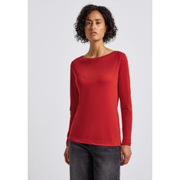Street One Damen Langarmshirt, rot, Gr. 46, unifarben, Stoff, 50% Baumwolle, 50% Modal, Shirts, im soften Baumwoll-Mix
