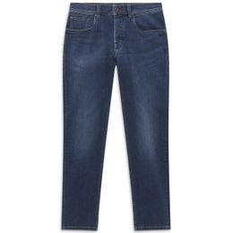 Bugatti Herren 5-Pocket-Jeans "Slim Fit", blau, Gr. 34, 81% Baumwolle, 11% Lyocell, 6% Polyester, 2% Elasthan, Jeans, Slim Fit Candiani Denim Used