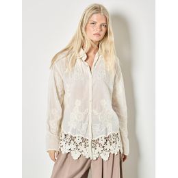 Apricot Damen Spitzenbluse "Oversize-Hemd aus Mesh", grau, Gr. 36, uni, gewebt, Obermaterial: 100% Baumwolle CO., Blusen, mit Stickerei