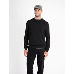 Lerros Herren Strickpullover "Herren Strickpullover aus Baumwolle mit Crewneck Ausschnitt", schwarz, Gr. S, 100% Baumwolle, Pullover, Weicher