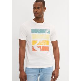 bonprix Herren T-Shirt, wei&szlig;, Gr. 68, Jersey, Obermaterial: 100% Baumwolle, Shirts, Regular Fit, mit Rundhalsausschnitt, aus reiner Baumwolle