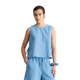 Marc O'Polo Damen Blusentop "aus Leinen-Baumwolle-Mix", blau, Gr. L, MARC O'POLO DENIM, gestreift, Obermaterial: 56% Leinen, 44% Baumwolle, Blusen