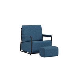 sobuy Sessel, Lesesessel, Einzelstuhl mit 4 elastischen B&auml;ndern Dunkelblau 59,5x67x78cm