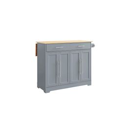 sobuy K&uuml;cheninsel mit 2 Schubladen Grau 107x69x91cm Modern