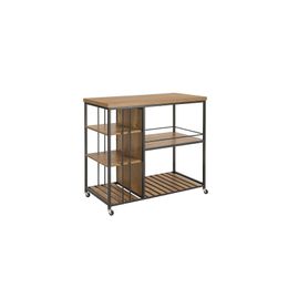 sobuy K&uuml;cheninsel mit 3 Regalb&ouml;den Braun 108x45x92cm Industriell
