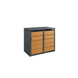 sobuy M&uuml;lltonnenbox, Abfallbeh&auml;ltergeh&auml;use, Au&szlig;enm&uuml;llschrank mit R&auml;dern Dunkelgrau 134x80x116cm