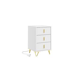 sobuy Nachttisch mit 3 Schubladen Wei&szlig; 40x36x63cm Modern