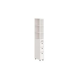 sobuy Schmale Kommode mit 4 Schubladen Cremewei&szlig; 40x20x170cm Modern