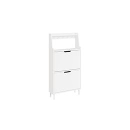 sobuy Schuhschrank 2 T&uuml;ren Wei&szlig; 60x19x119cm Modern