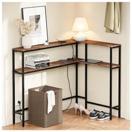 sobuy Konsolentisch F&uuml;r Flur Mit 2 Regalen Braun 120x80x101cm Modern