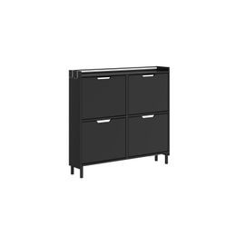 sobuy Schuhschrank 4 T&uuml;ren Schwarz 97x46x93cm Modern
