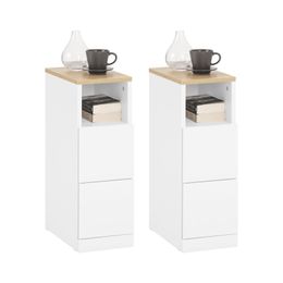sobuy Nachttisch mit 2 Schubladen Wei&szlig; 35x20x60cm Modern