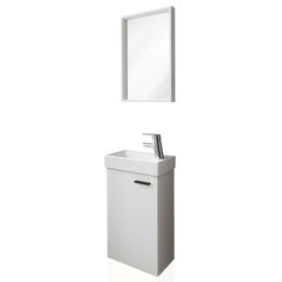 G&auml;ste WC Badm&ouml;bel Set Waschbecken mit Unterschrank klein Wei&szlig;