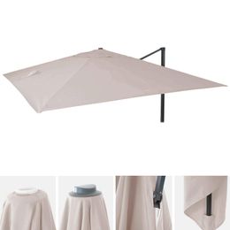 Ersatz-Bezug f&uuml;r Luxus-Ampelschirm MCW-A96, Sonnenschirmbezug Ersatzbezug, 3x4m (&Oslash;5m) Polyester ~ creme-grau