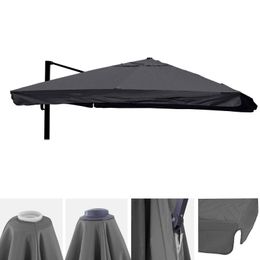 Ersatz-Bezug f&uuml;r Luxus-Ampelschirm MCW-A96 mit Flap, Sonnenschirmbezug Ersatzbezug, 3x4m (&Oslash;5m) Polyester ~ anthrazit