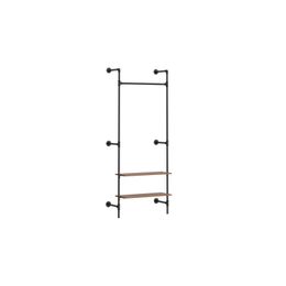 sobuy Wandgarderobe mit 2 Ablagen Schwarz 91x48x220cm Modern